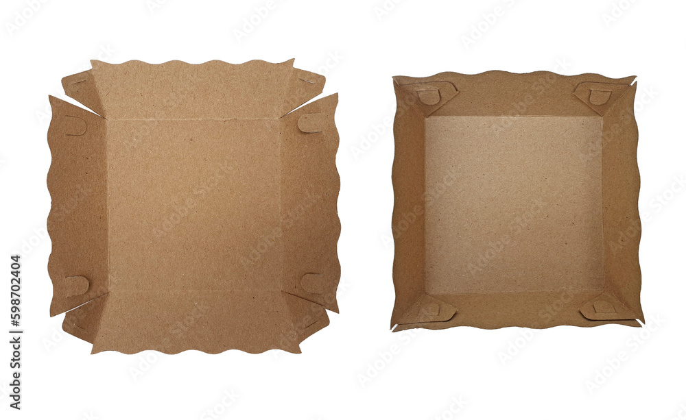 Empty paper food tray isolated on white background. Folded and unfolded ...