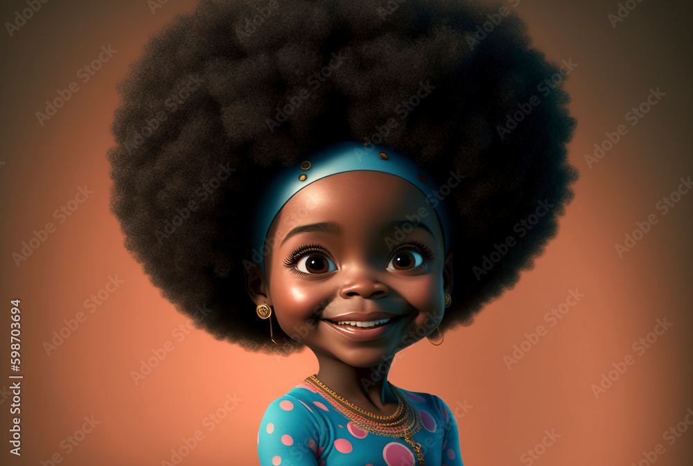 Illustration of a smiling beautiful african girl with afro hairstyle ...