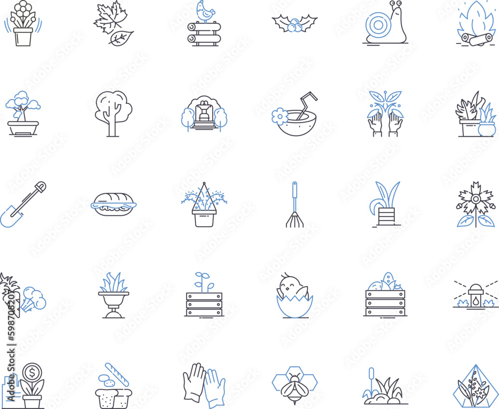 Horticulture area line icons collection. otany, flowers, plants ...