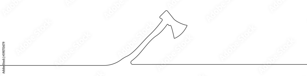 One continuous drawing of an ax vector. One continuous line drawing of ...