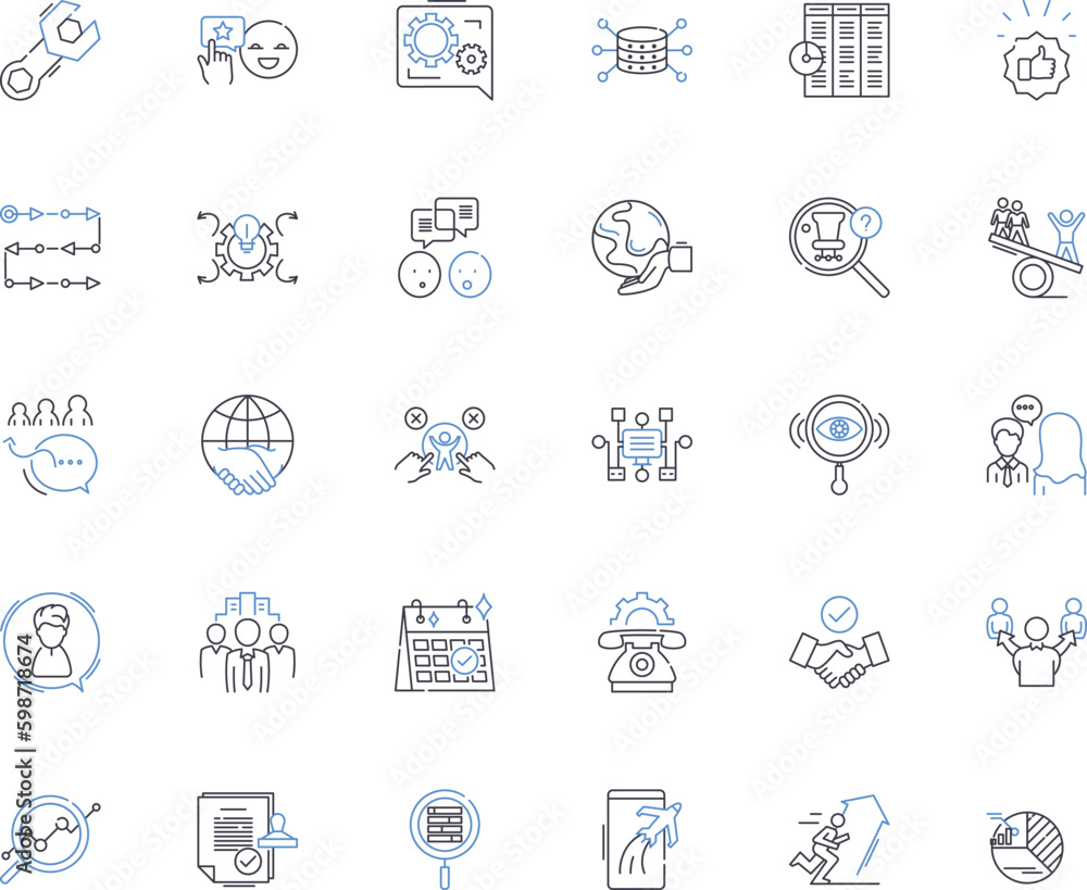 Comrade bonds line icons collection. Unity, Loyalty, Brotherhood, Trust ...