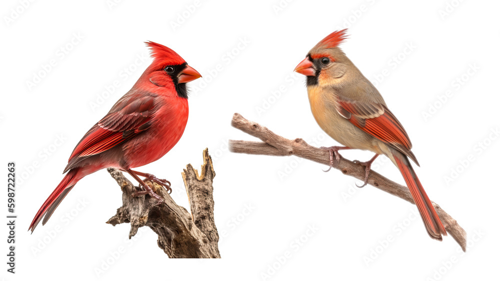 Northern Cardinal, Male And Female Birds, Vibrant Northern Cardinals ...