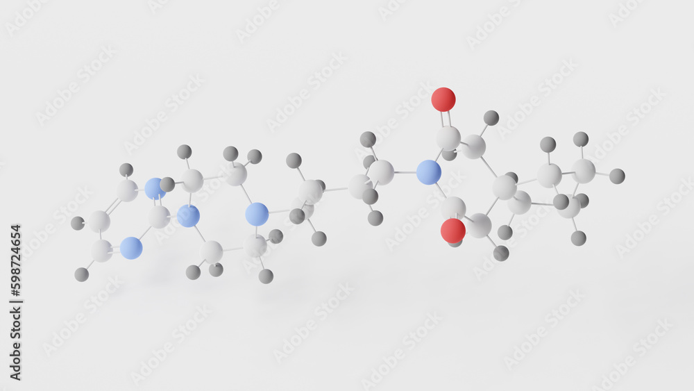 buspirone molecule 3d, molecular structure, ball and stick model ...