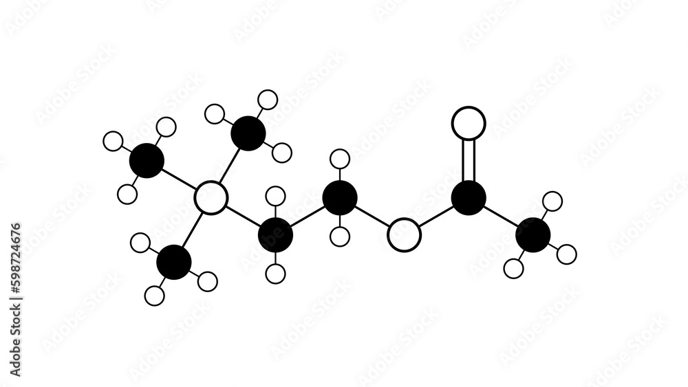 acetylcholine molecule, structural chemical formula, ball-and-stick ...