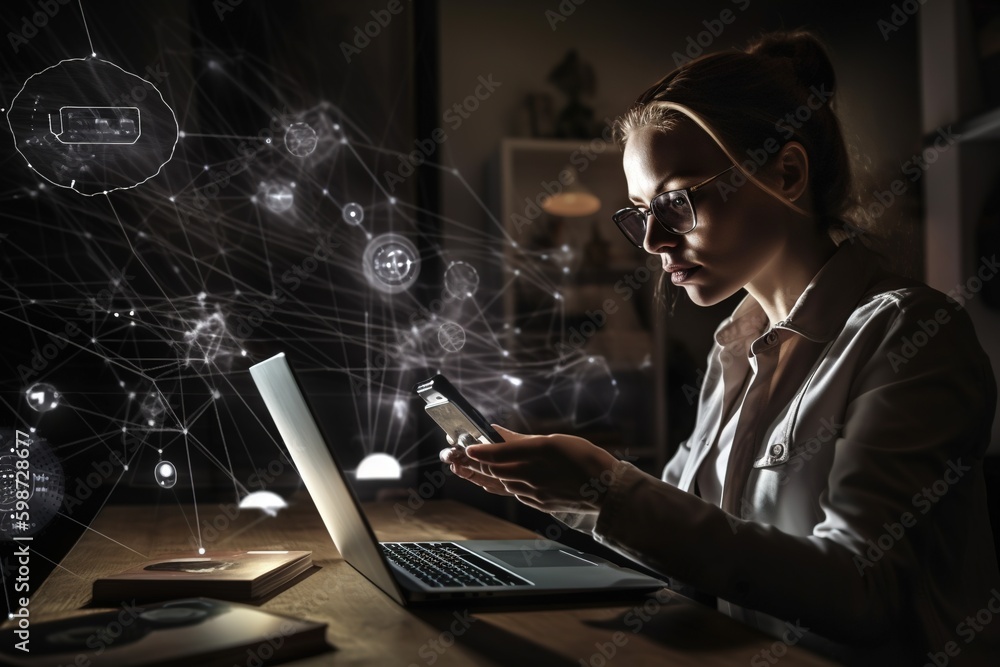 Internet, networking connections, online communication, gadgets devices ...