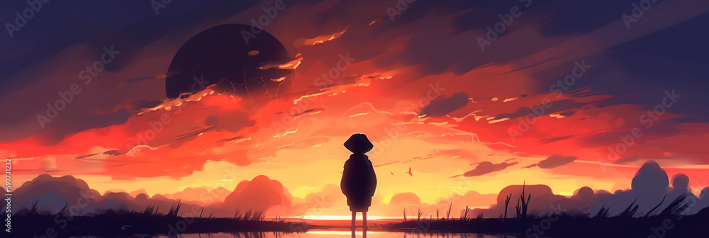 Heroic Anime Character in Exciting Environments - Digital Art ...