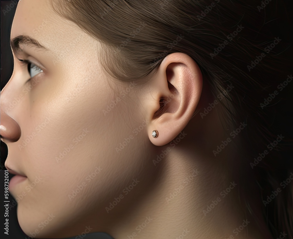 Photographer of a child's ear. Macro photography of the outer ear ...