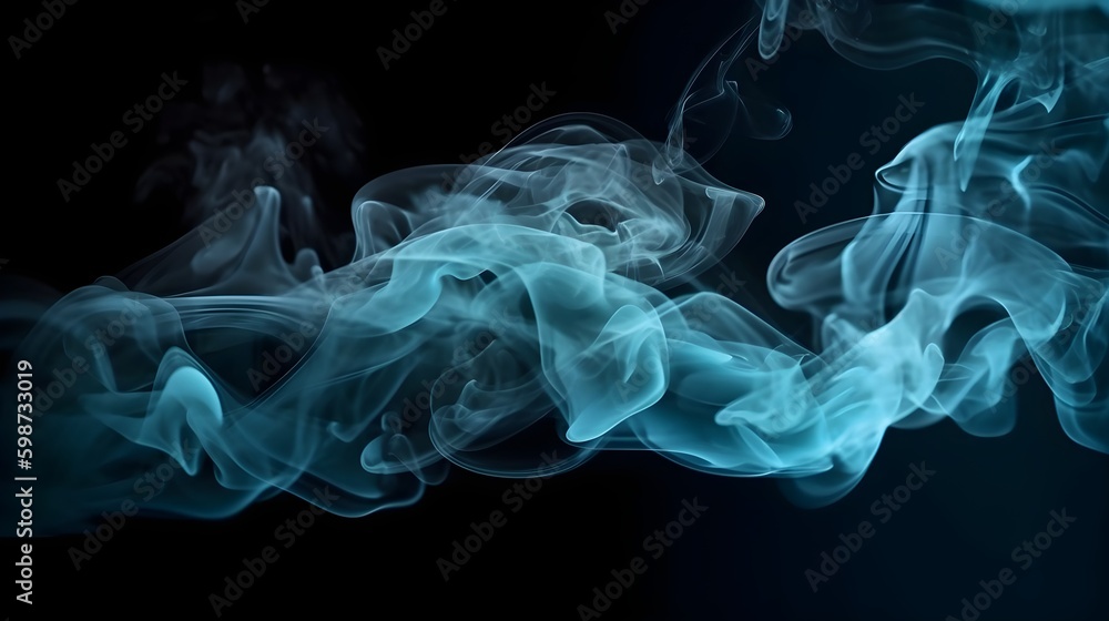 Ink water. Mist floating. Acrylic paint splash. Blue color glowing ...