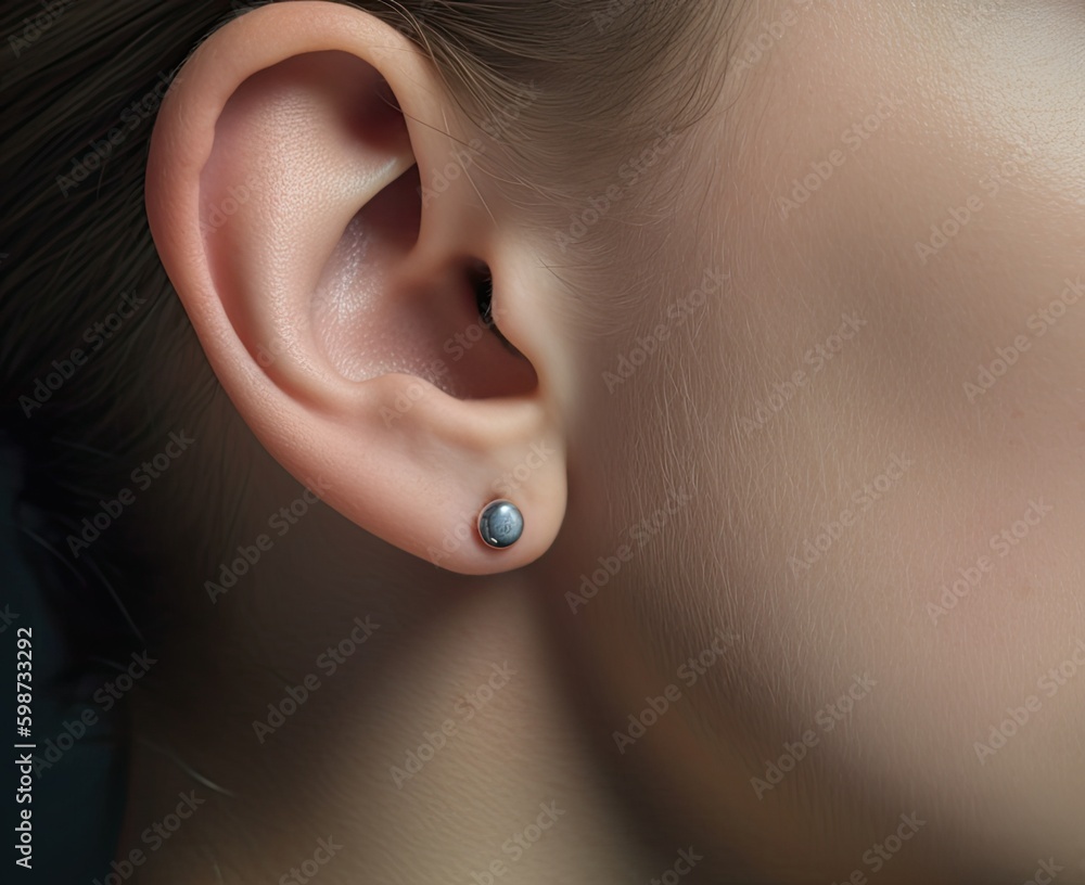 Photographer of a child's ear. Macro photography of the outer ear ...
