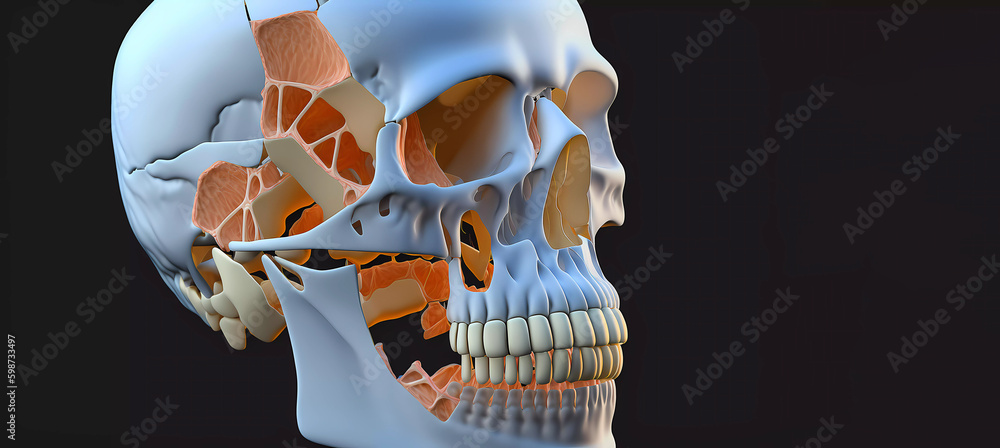 Human skull with teeth. human anatomy. Generative AI Stock Illustration ...