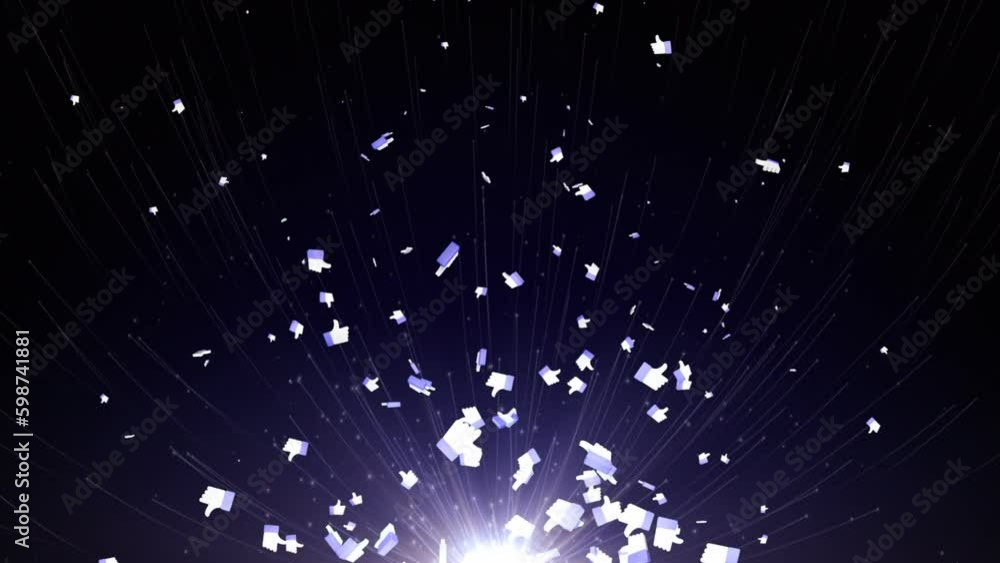 Flying Vertical Thumbs Up Shape Animation, Social Media Reaction ...