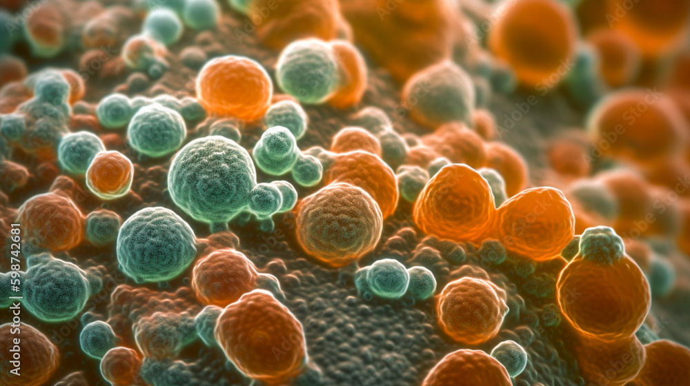 Microscopic view of yeast candida auris. Generative AI Stock Illustration | Adobe Stock