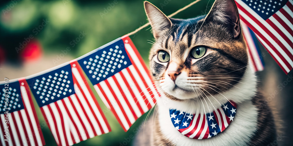 Cat celebrating 4th of July Independence Day, Memorial Day, USA ...