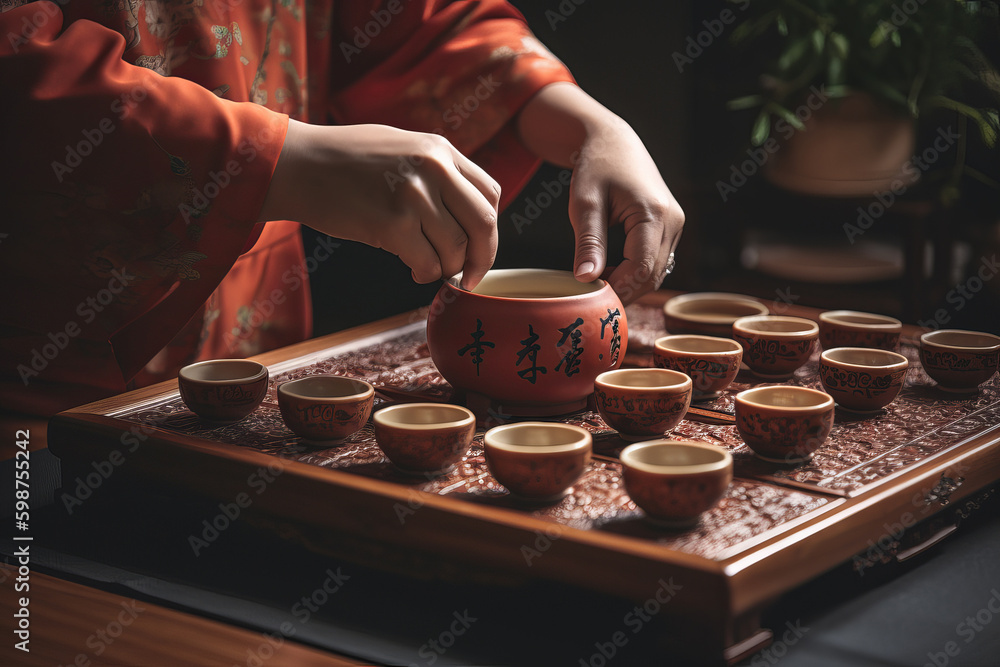 The traditional Chinese tea ceremony, also known as Gongfu Cha. Harmony ...