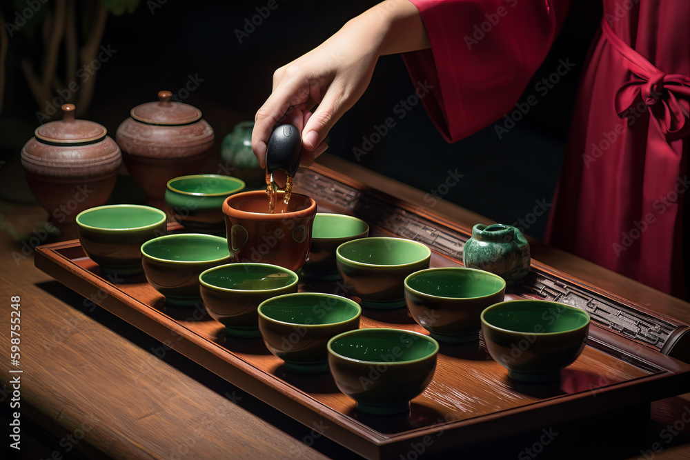 The traditional Chinese tea ceremony, also known as Gongfu Cha. Harmony ...