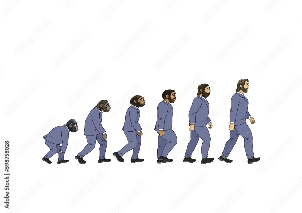 theory of evolution, color evolution illustration, for illustration and ...
