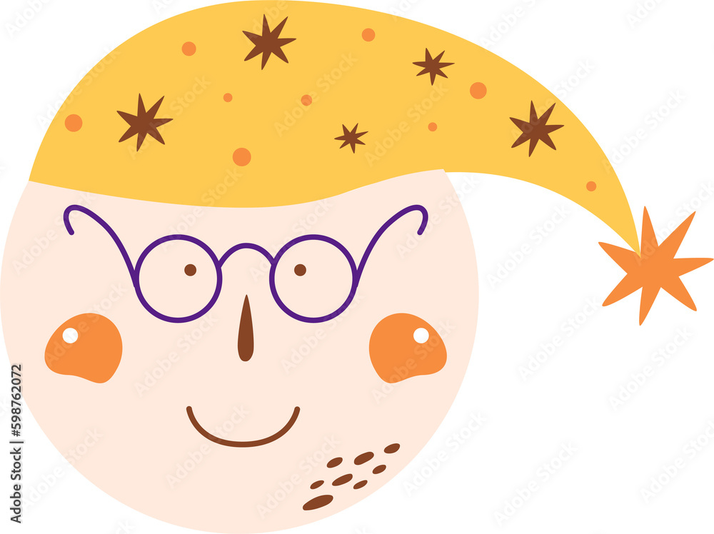 Baby moon face in PNG on transparent background. Cute kids moon ...