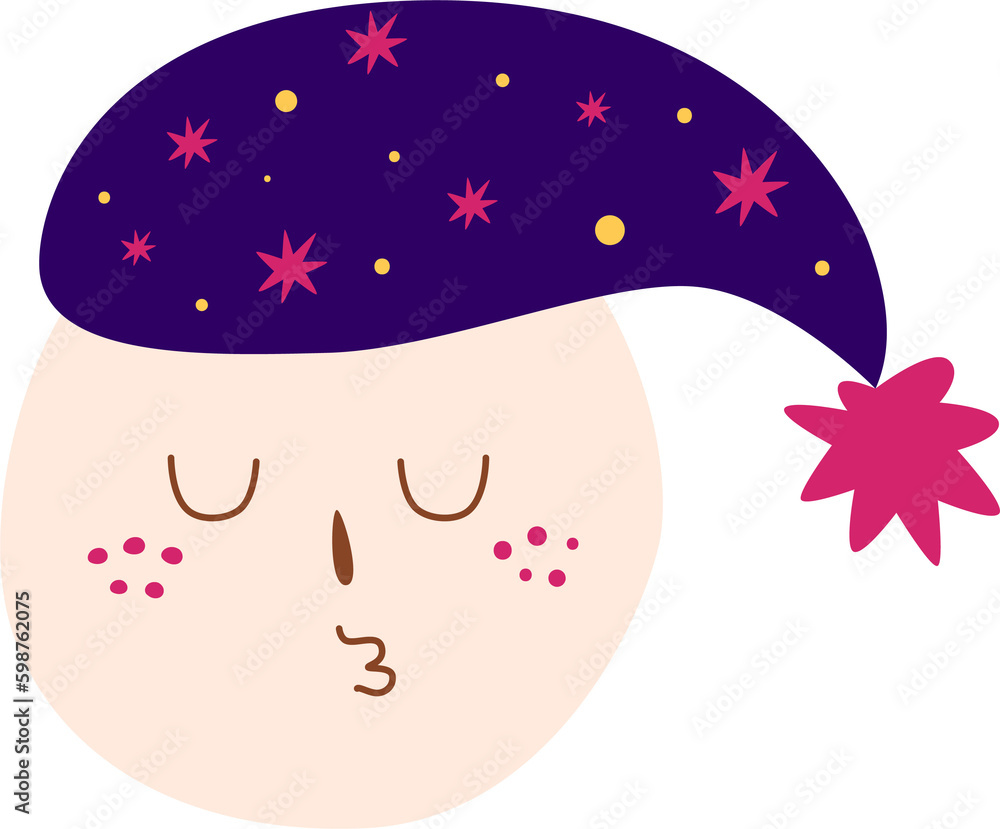 Baby moon face in PNG on transparent background. Cute kids moon ...