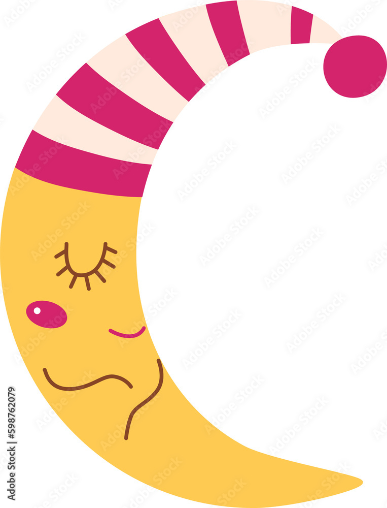 Baby moon face in PNG on transparent background. Cute kids moon ...