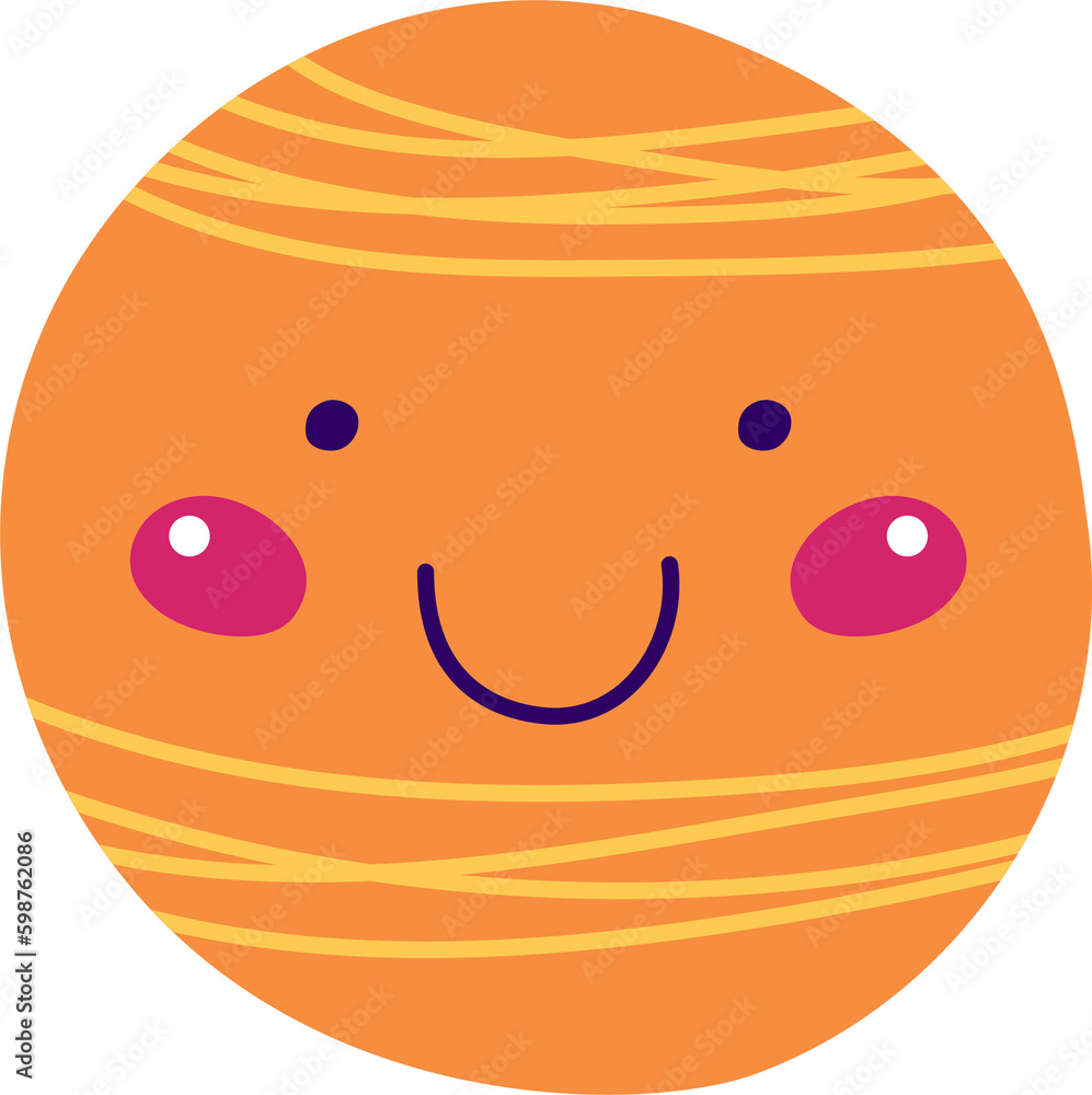 Baby planet face in PNG on transparent background. Cute kids Jupiter ...