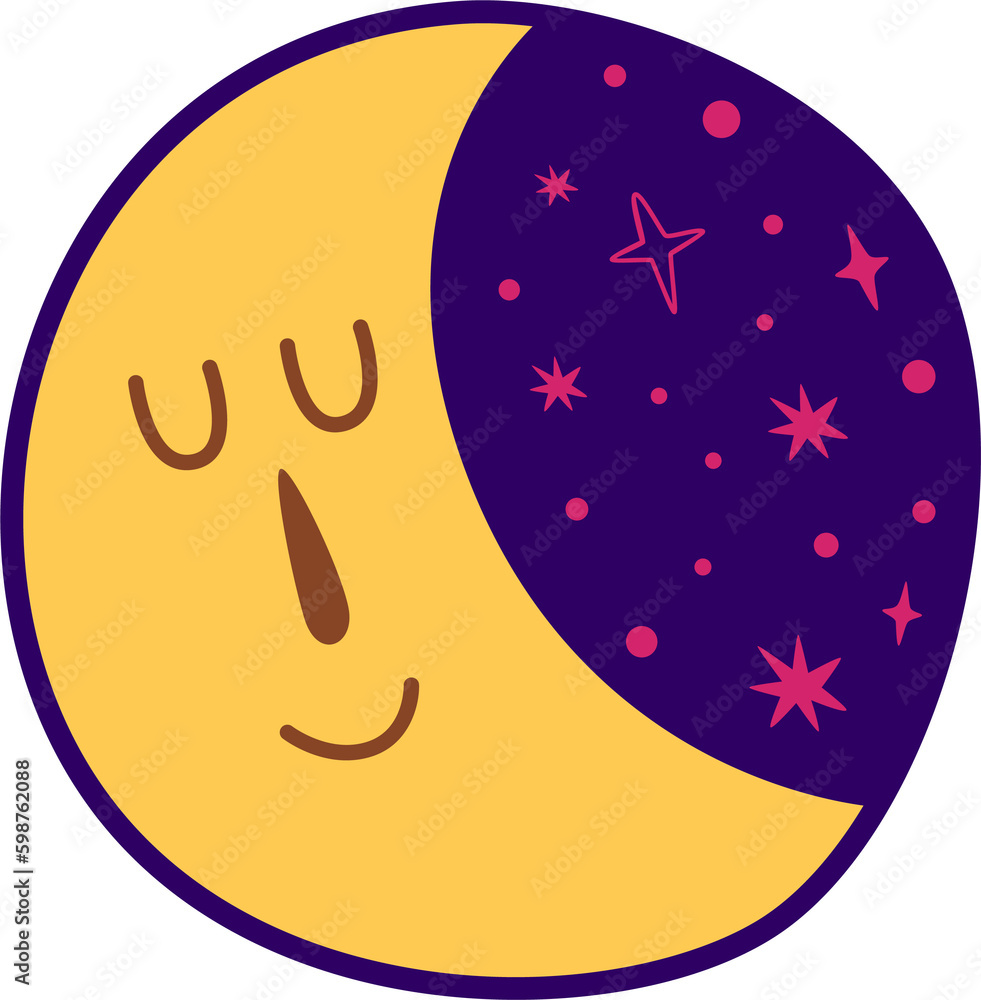 Baby moon face in PNG on transparent background. Cute kids moon ...