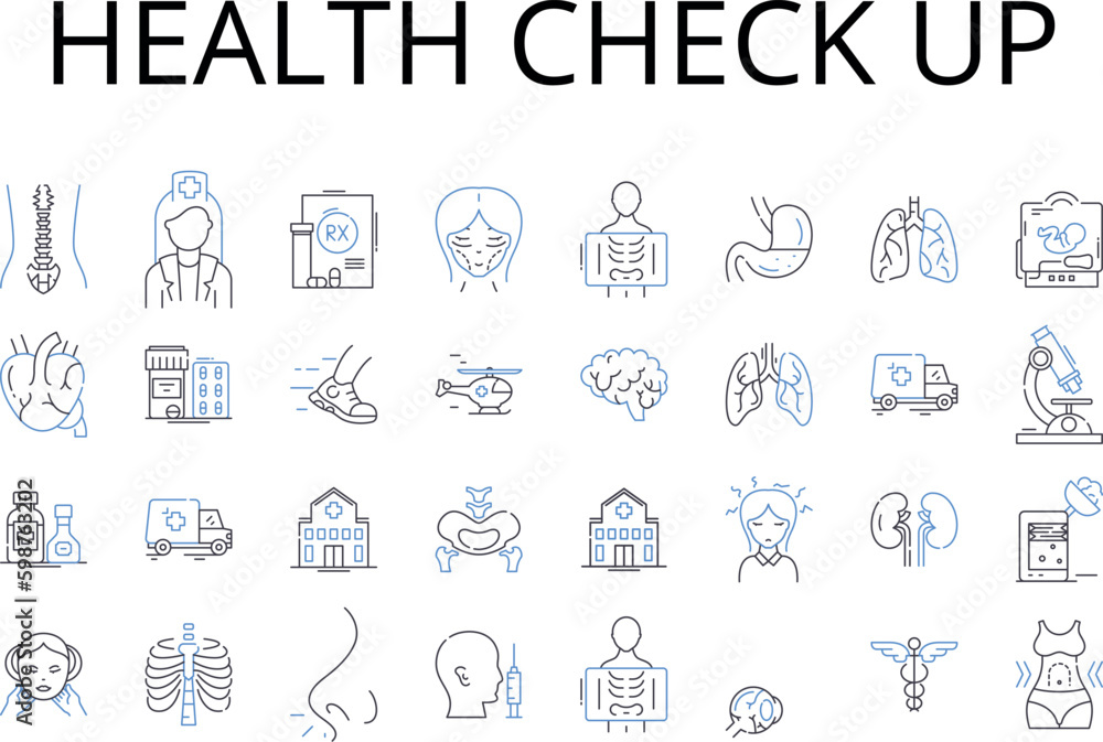 Health check up line icons collection. Medical exam, Physical test ...