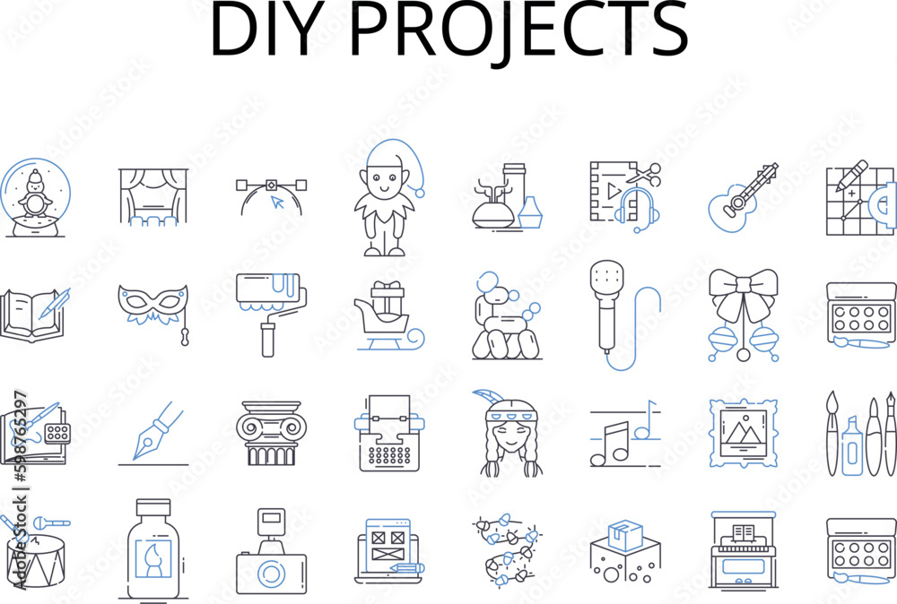 DIY projects line icons collection. Home improvement, Craft ideas, Art ...