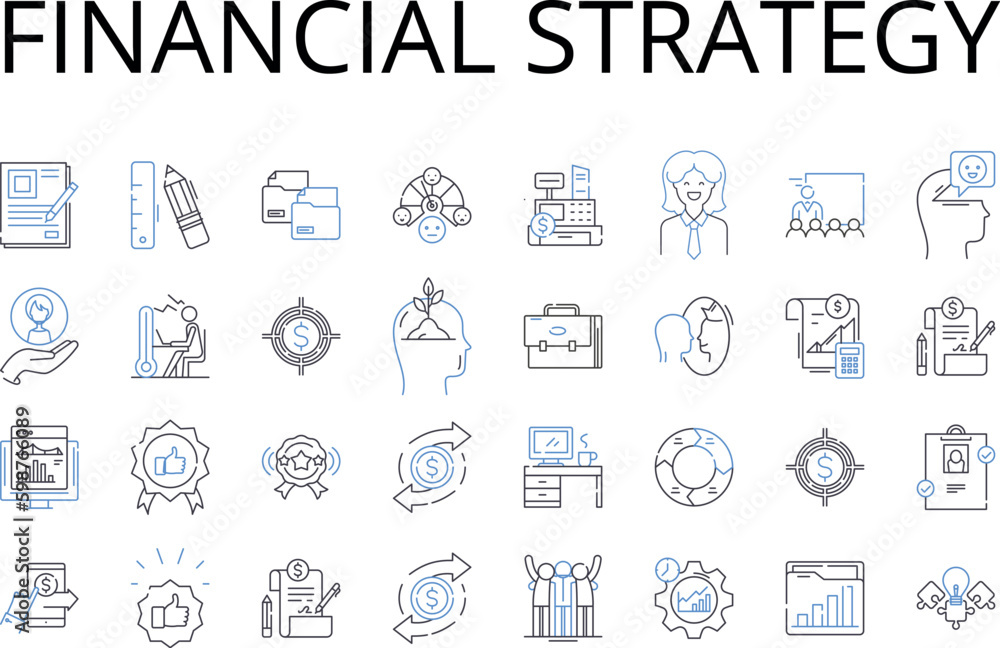 Financial strategy line icons collection. Marketing plan, Business ...