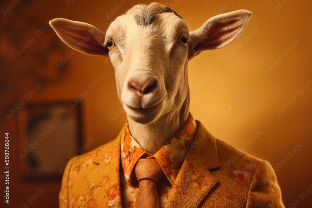 Anthropomorphic goat dressed in a suit like a businessman. Business ...