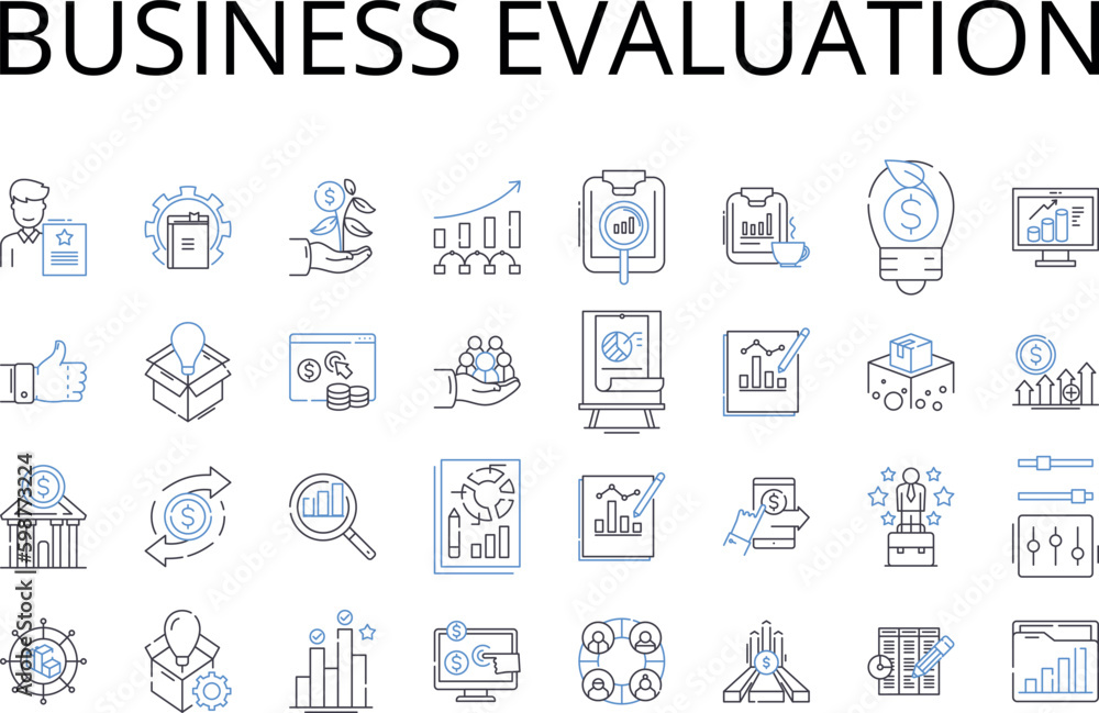 Business evaluation line icons collection. Economic analysis, Market ... Business evaluation line icons collection. Economic analysis, Market ...