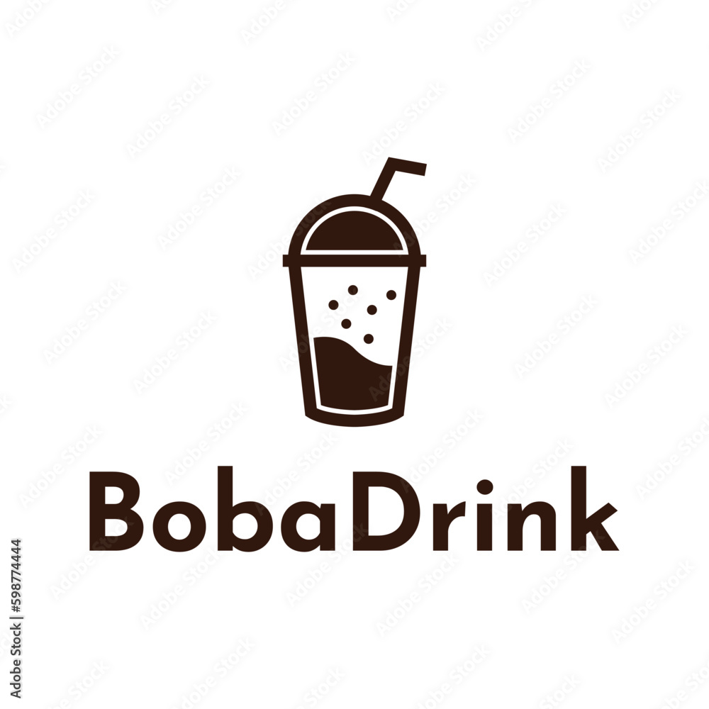 Bubble drink logo design. simple bubble tea logo for boba label Stock ...