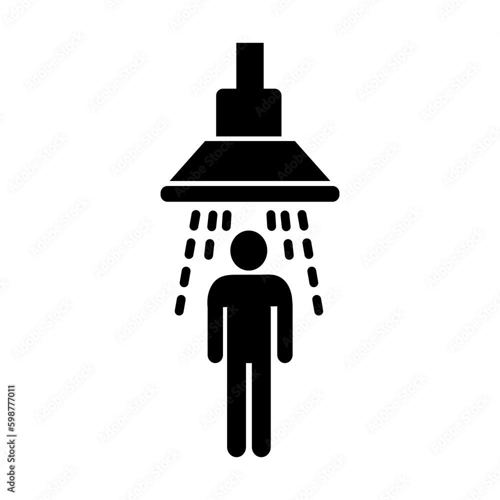 Man Showering Taking a Shower Stick Figure Black White Silhouette Sign ...