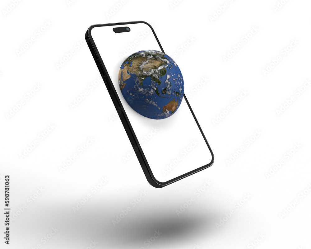 Earth world planet global map smartphone mobile technology electric ...