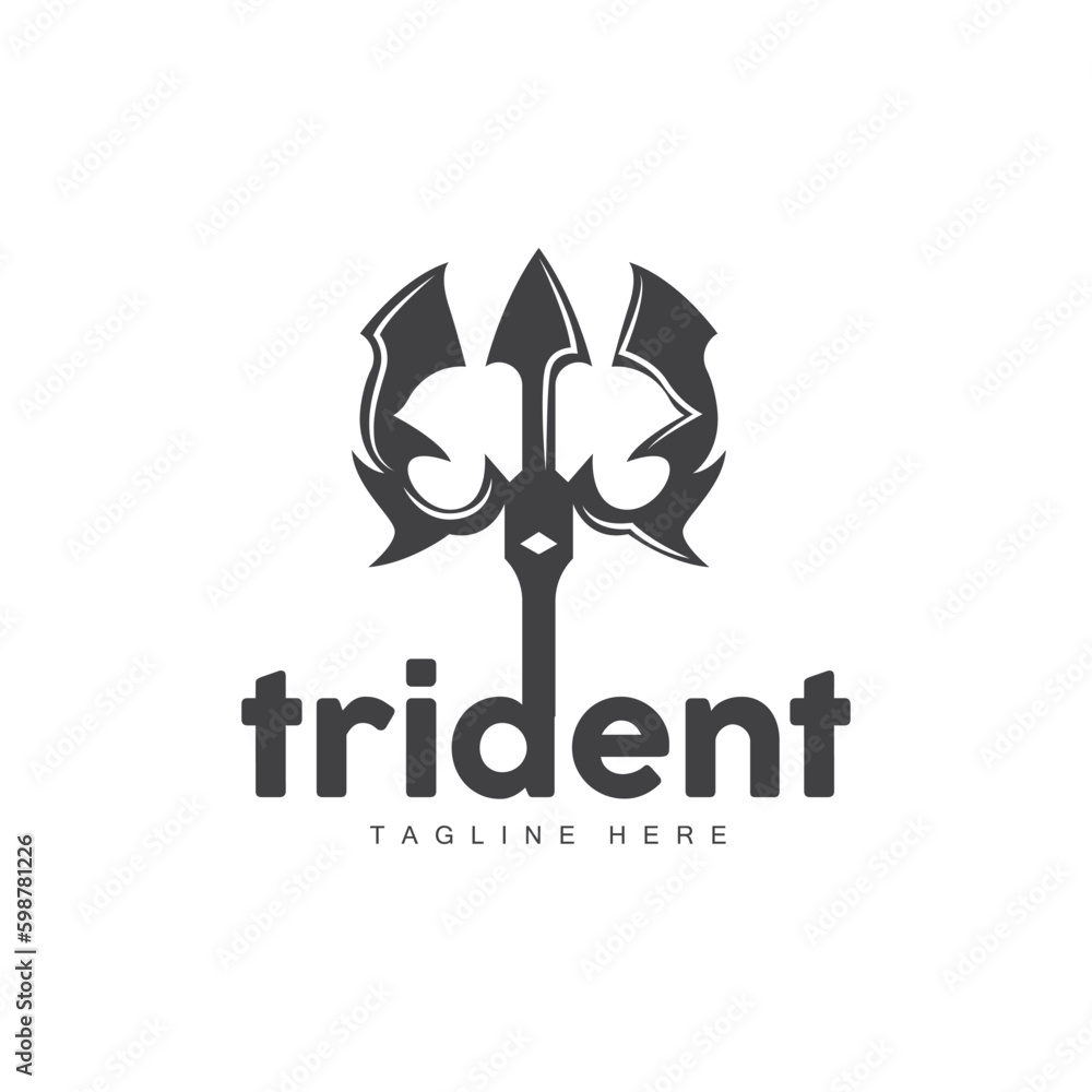 Trident Logo, Elegant Simple Minimalist Design, Zeus God Weapon Vector ...