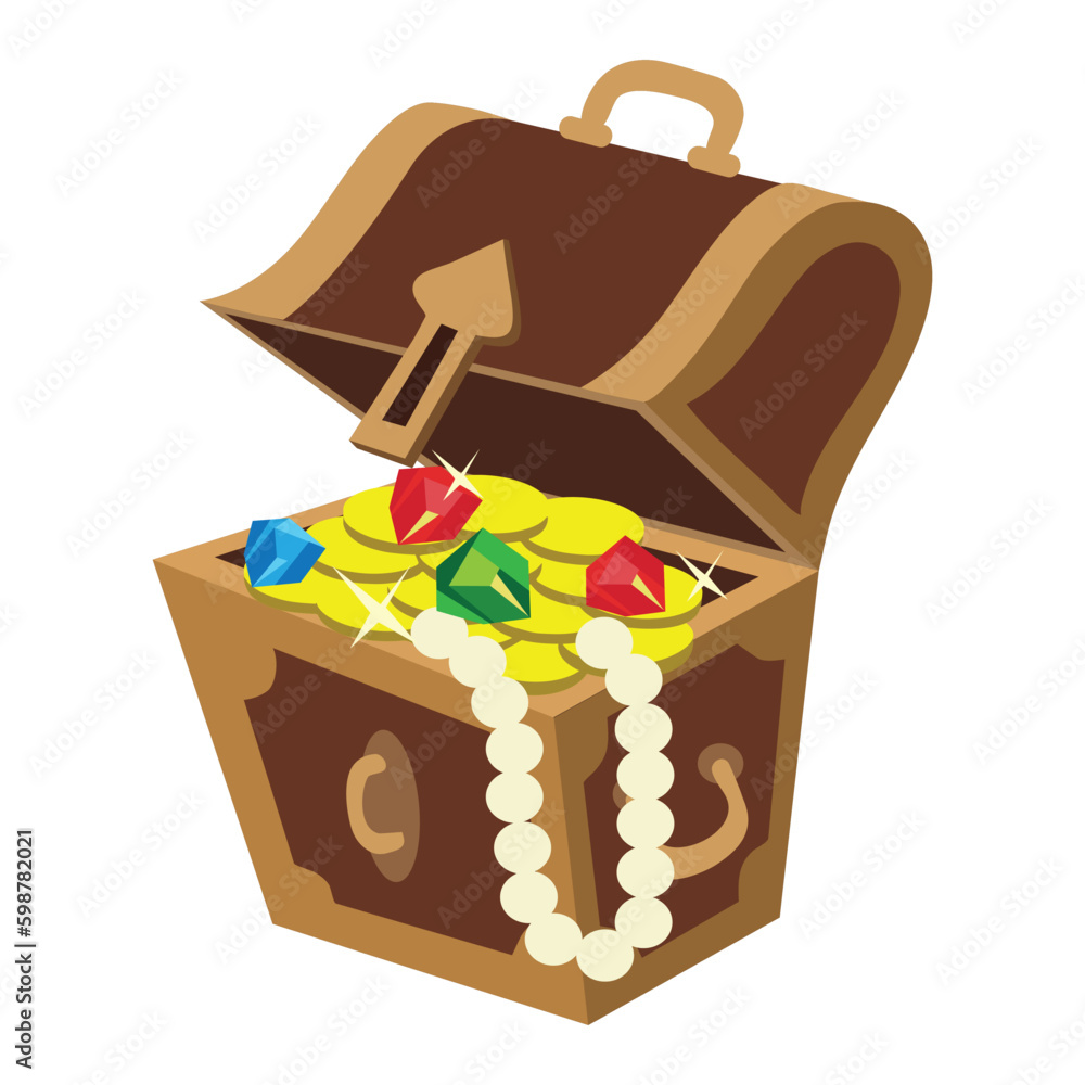 Pirate treasure chest vector cartoon illustration Stock Vector | Adobe ...