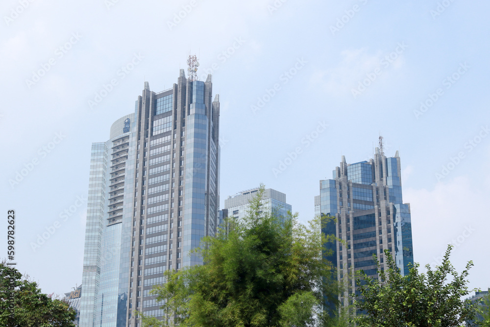 Exterior view of the building and logo of the state-owned enterprise ...