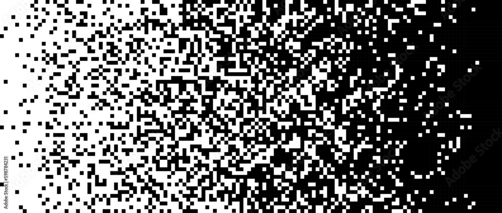 Pixelated halftone gradient noise. Fading pixel texture. Dissolving ...