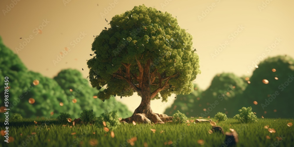 Big Tree growth background, World environment day concept. Generative ...