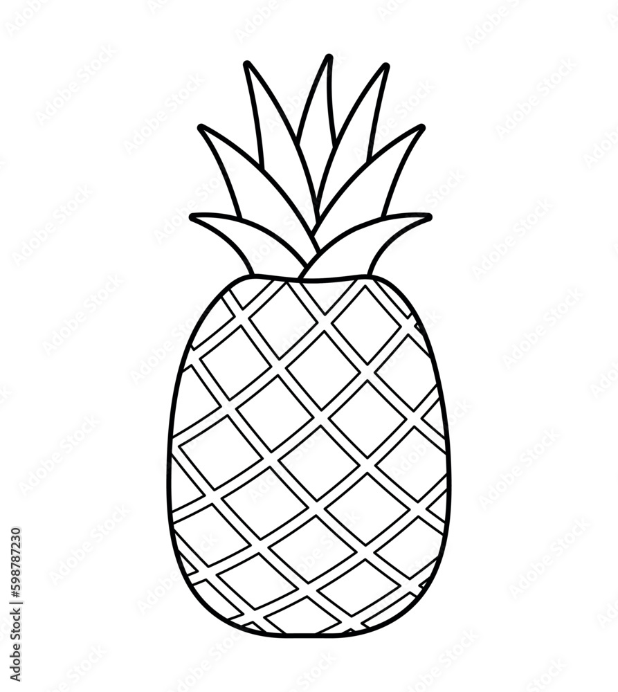 Pineapple Line Drawing Icon Fruit Vector Illustration Stock Vector ...