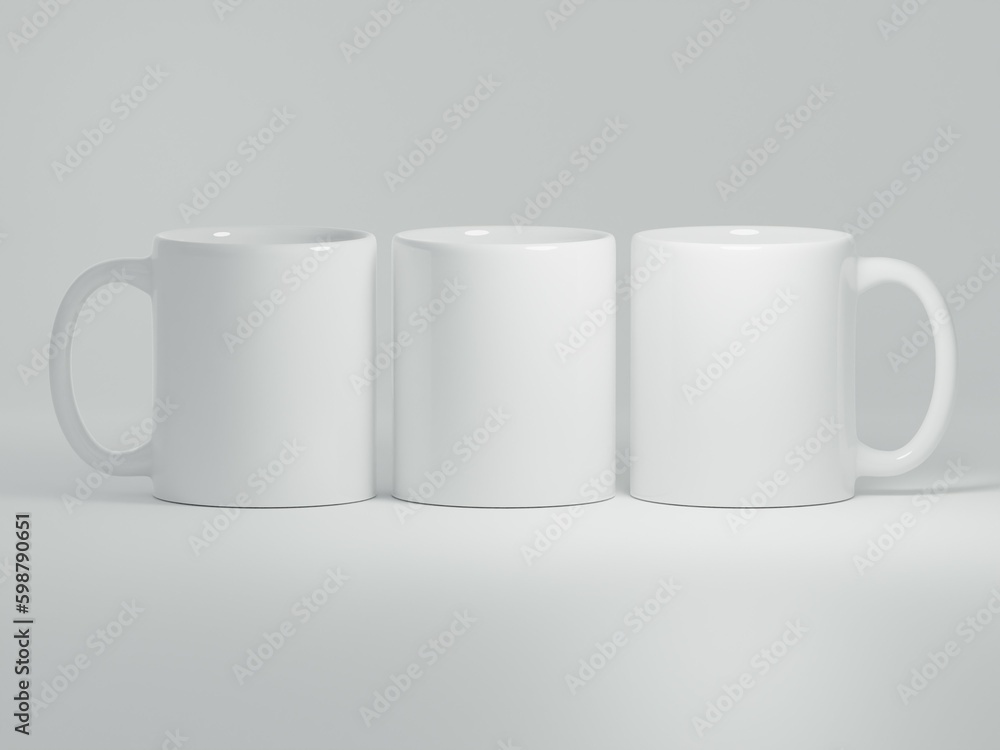 White coffee cups 11 oz with copy space for logo, text or design on a ...