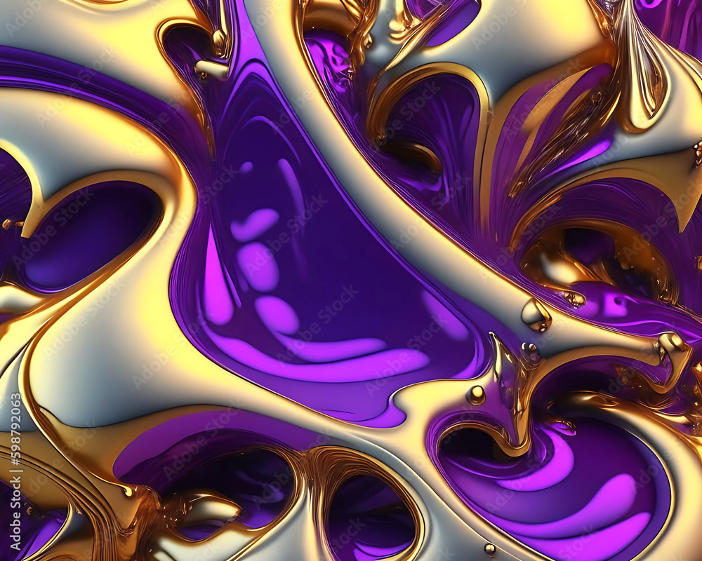 abstract shapes of a fancy pattern made of chilled liquid metal Stock ...