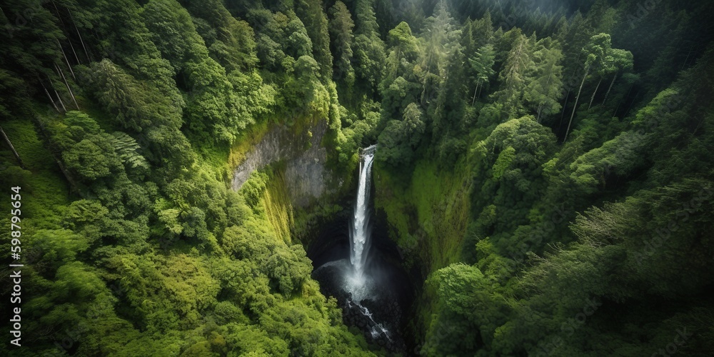 Aerial Majesty: Capturing the Power and Beauty of a Forest Waterfall ...
