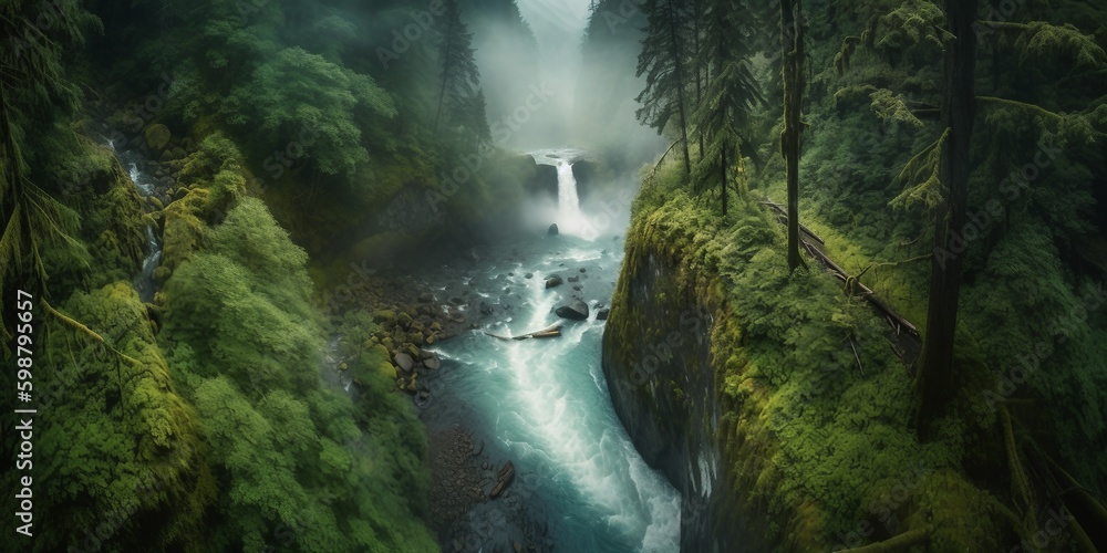Aerial Majesty: Capturing the Power and Beauty of a Forest Waterfall ...