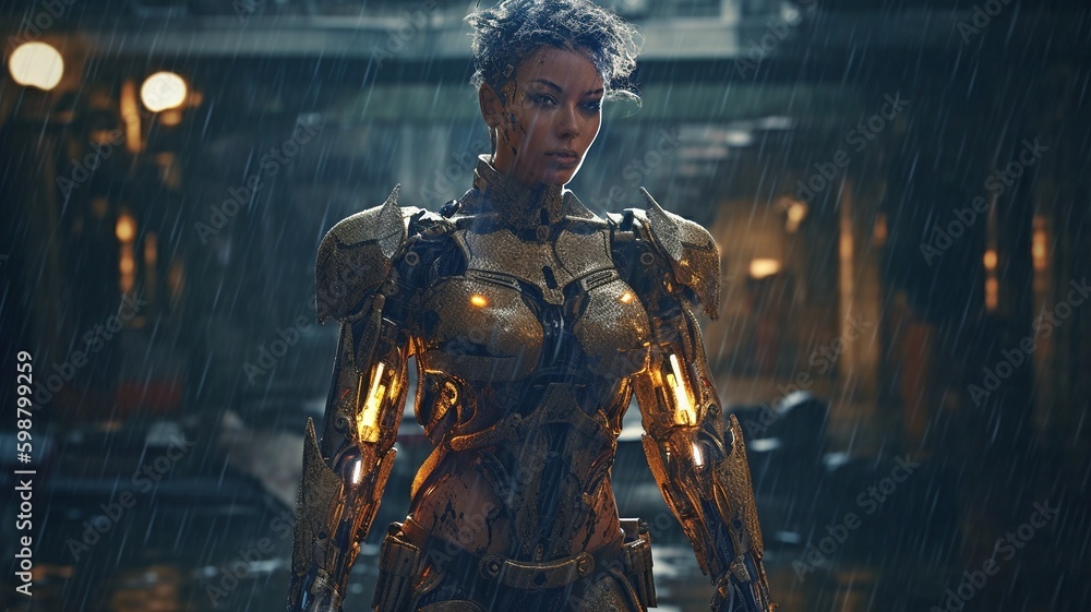 Female combat robot with a complete body display that is both ...