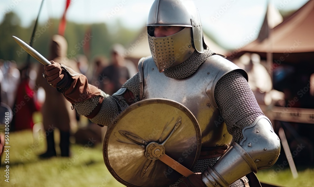 The knight prepares for a fierce sword fight Creating using generative ...