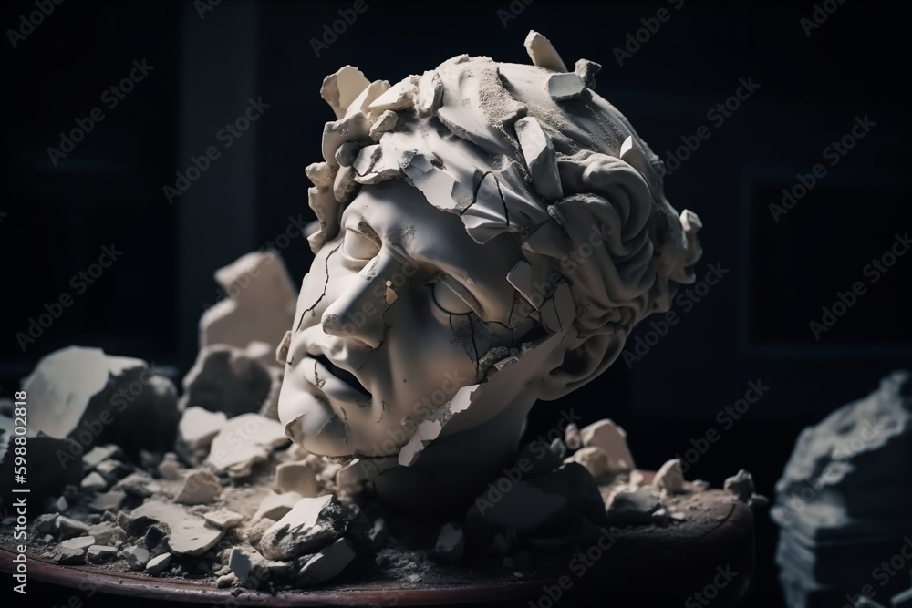 Fallen Head of Broken Ancient Greek Statue Stock Illustration | Adobe Stock
