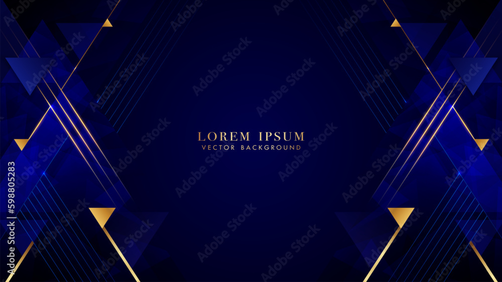 Blue and gold triangle diamond elegant Shine with Slant golden lines ...