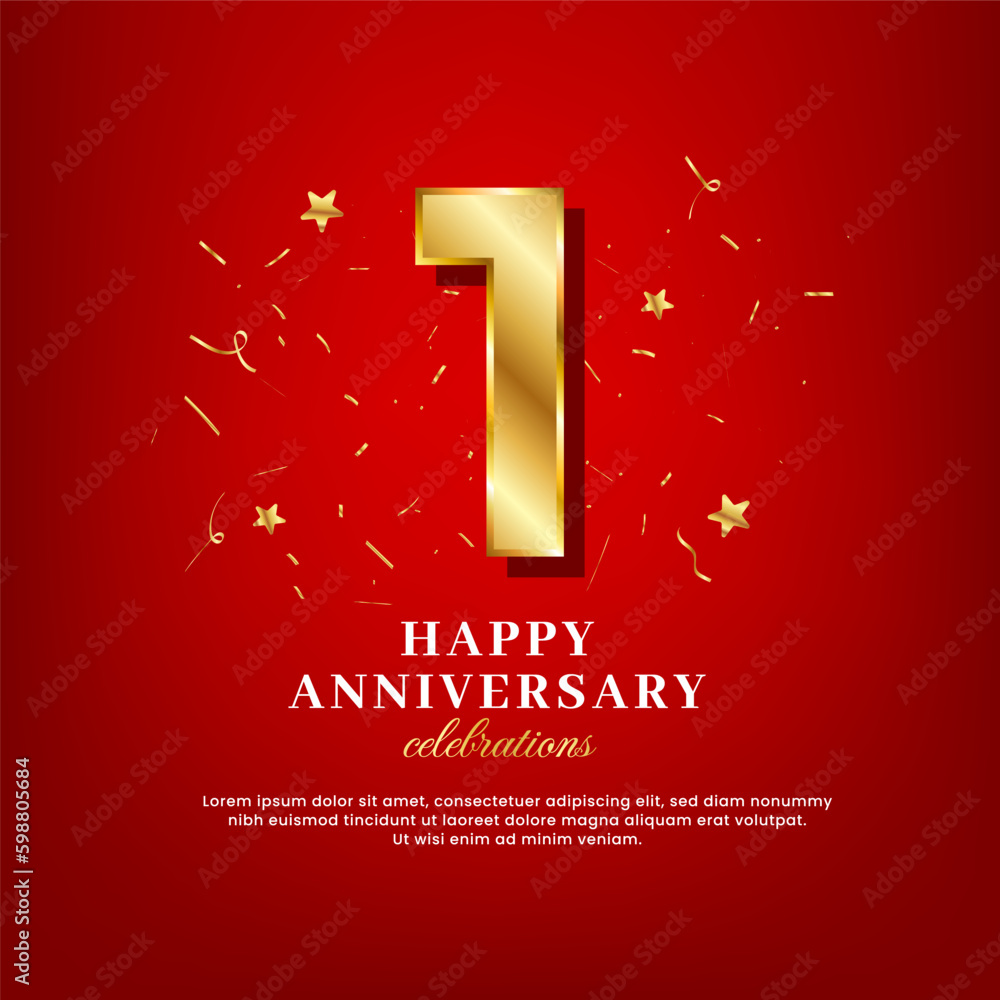 1 years of golden numbers, anniversary celebrating text, and ...