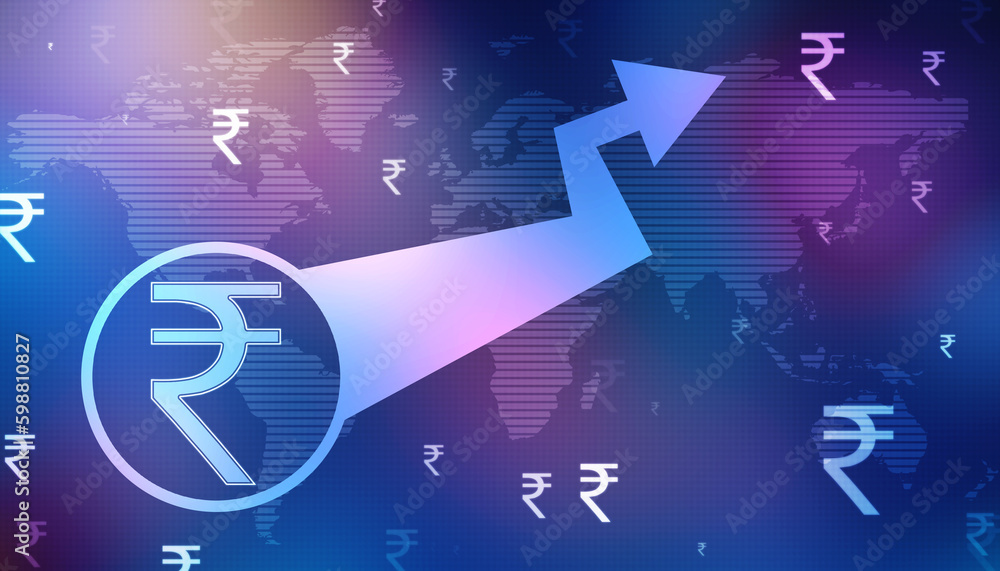 Indian Rupee symbol on financial Background, Growth of Indian stock ...