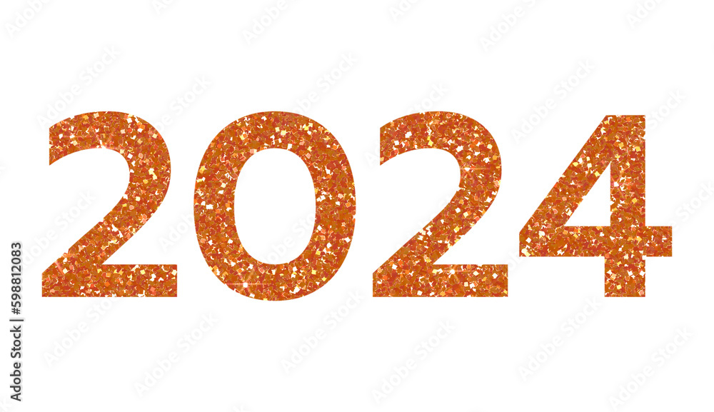 2024 Orange glitter symbol on transparent background. 2024 YEAR. Design ...
